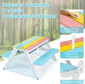 Costway 3-in-1 Venkovní piknikový stůl na vodu a písek s hracími boxy