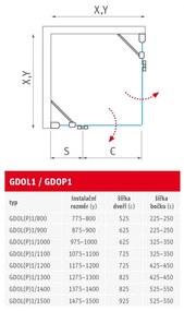 ROTH ELEGANT LINE GDOP1/1000 sprchové dveře 1000x2000mm pravé jednokřídlé, bezrámové, brillant/transparent, 132-100000P-00-02