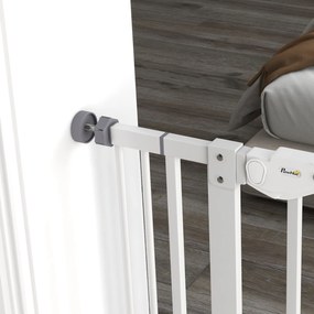 Zábrana pro psy, dvojité zamykání, samozavírací dvířka, výška 104 cm, ocel, bílá barva