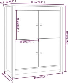 vidaXL Příborník 83 x 41,5 x 100 cm masivní borové dřevo [821508] Barva: Přírodní