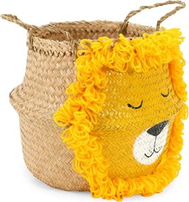 Dětský koš na hračky z mořské trávy ve žluto-přírodní barvě ø 30x28 cm Lion – Compactor