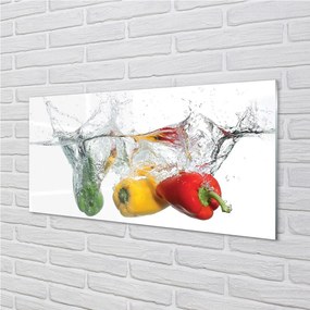 Obraz na skle Barevné papriky ve vodě 140x70 cm