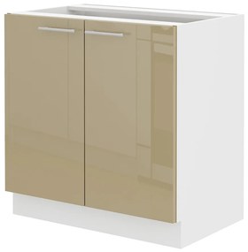 Dolní kuchyňská skříňka Lavera 80 D 2F BB (bílá + lesk cappucino). 1032371