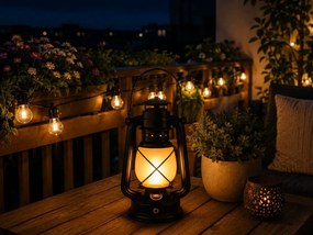 Verk Group Retro led lampion pro turisty a kempování, dekorativní, s usb nabíjením a efektem plamenů
