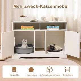 Costway Kočičí záchod kočičí skříňka pro 2 kočky skrytá kočičí záchodová