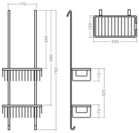 Závěsná polička do sprchového koutu SHELF UNI S 750 x 250 SHELF UNI 8000279