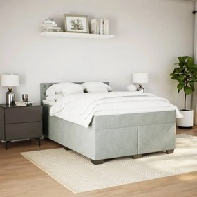 Box spring postel s matrací světle šedá 160x200 cm samet 3288666