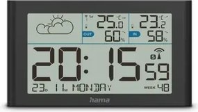 Hama Sylt černá / meteostanice / bezdrátový senzor / DCF hodiny / tepl