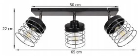 Stropní svítidlo RASTI, 3x drátěné stínítko (výběr ze 2 barev), (možnost polohování), CH