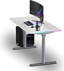 ULTRADESK QUEST šedá-bílá / Herní stůl / 140 × 70 cm / elektricky nast