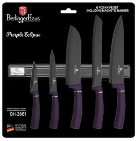 BERLINGERHAUS Sada nožů s magnetickým držákem 6 ks Purple Metallic Line BH-2681