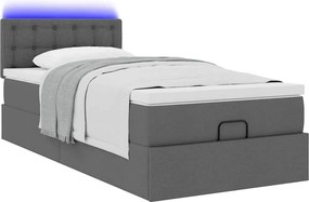 Osmanský rám postele s matrací tmavě šedá 100x200cm textil 3312451