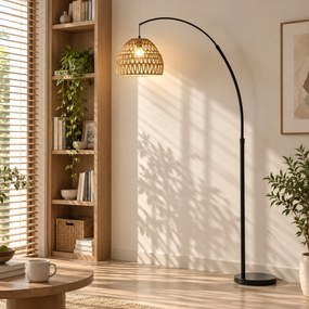 HOMCOM oblouková stojací lampa s dvojitým stínidlem, černá