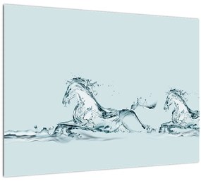 Skleněný obraz - Koně z kapek vody (70x50 cm)