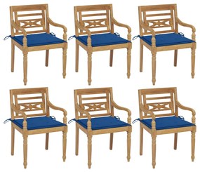 Židle Batavia s poduškami 6 ks masivní teakové dřevo,  3073332