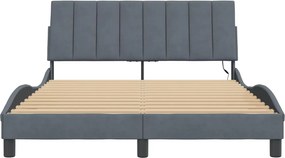 Rám postele s LED osvětlením bez matrace Hanko tmavě šedý 120 x 200 cm samet 3213770