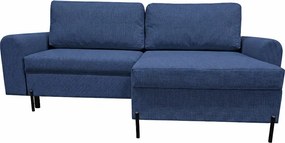 Rohová rozkládací sedací souprava do L PORTINE, 245 cm, s úložným prostorem Roh pohovky: Pravý roh, Barva látky Sawana: Tmavě modrá (Sawana 80)