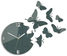 3D nalepovací hodiny Butterfly tmavě šedé