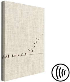 Obraz Odlet (1-dílný) - rustikální kompozice japandi s ptáky ve vzduchu