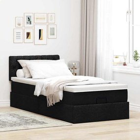 Osmanský rám postele s matrací černá 90x190cm textil 3312355