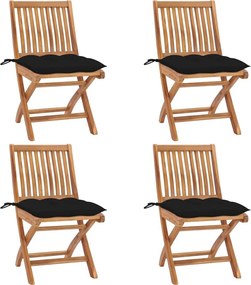 vidaXL Skládací zahradní židle s poduškami 4 ks masivní teak [3072823] Barva: taupe