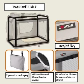 Cadoca Skládací cestovní box pro psy XXL, šedý 105976