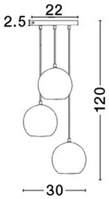 Nova Luce Závěsné svítidlo ADELINA kouřové sklo černý kov E27 3x12W
