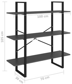 vidaXL Marketos Knihovna šedá 100 x 30 x 105 cm kompozitní dřevo