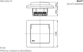 ABB Zoni zásuvka IP44 šedá 6619T-A06995 241 s clonkami 2CHT196995A6241