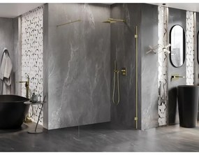 Mexen Lunar sprchová stěna pravá 60 x 200 cm, 8mm čiré sklo, zlatá matná, 830-060-000-55-00-P