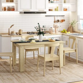Jídelní stůl HOMCOM pro 6 osob, severský styl v přírodním dřevě a černé barvě, 140D x 90Š x 75V cm