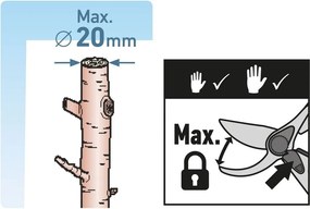 Nůžky zahradnické, 215mm, na stříhání větví do průměru 20mm, SK5, EXTOL PREMIUM