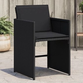 Zahradní židle s poduškami 4 ks černé polyratan,  4007456