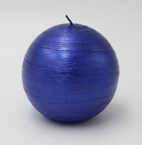 Svíčka škrábaná koule velká modrá