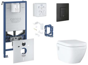 Grohe Rapid SLX - Set předstěnové instalace, klozetu, sedátka SoftClose, tlačítka Even a sady pro vhazování tablet, phantom black SANI11BB5129