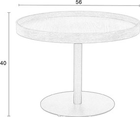 Černý kulatý konferenční stolek s deskou v dubovém dekoru ø 56 cm Yuri M – White Label