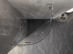 Mexen Lunar, L půlkruhový výklopný sprchový kout 80 x 80 cm, 8mm čiré sklo, chromový profil, 833L-080L-080P-01-00
