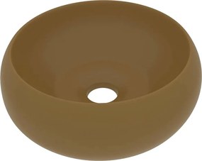 Luxusní umyvadlo kulaté matné krémové 40 x 15 cm keramické 147007