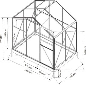 Skleník se základnou BestBerg BBGH-406B / 2,5 m² / 130 x 190 x 194 cm / černá