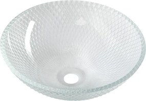 Sapho Sapho, PUKETA skleněné gravírované umyvadlo, průměr 42 cm, čirá, TY165