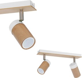Bodové svítidlo Baron, 2x dřevěné/bílé kovové stínítko, w/dřevo