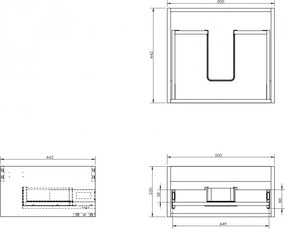 Mexen Box-A, závěsná skříňka 50 cm, 1 zásuvka, grafitová matná, 91AX0-0500-235-1-66