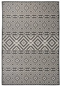 Venkovní hladce tkaný koberec 160x230 cm černé pruhy 340853