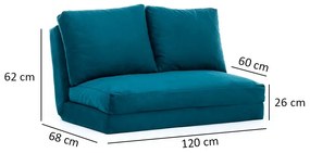 Designová rozkládací pohovka Wandella 120 cm petrolejová