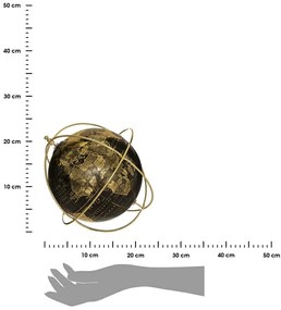 Dekorační soška Globus, 24x24x24 cm, černá/zlatá