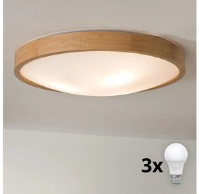 Brilagi - LED Stropní svítidlo CARVALHO SLIM 3xE27/60W/230V dub pr. 47 cm