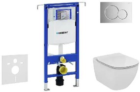 Geberit Duofix - Set předstěnové instalace, klozetu a sedátka Ideal Standard Tesi, tlačítka Sigma01, Aquablade, SoftClose, lesklý chrom 111.355.00.5 NU2