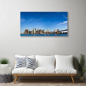 Obraz na plátně Město Most Domy 125x50 cm