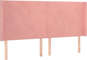 Box spring postel s matrací a LED růžová 160x200 cm samet 3139456