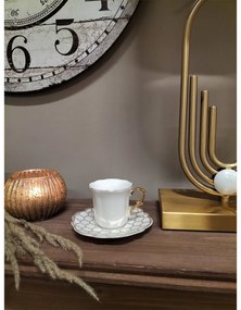 Bílý porcelánový šálek se vzorovaným podšálkem Tasse – 95 ml